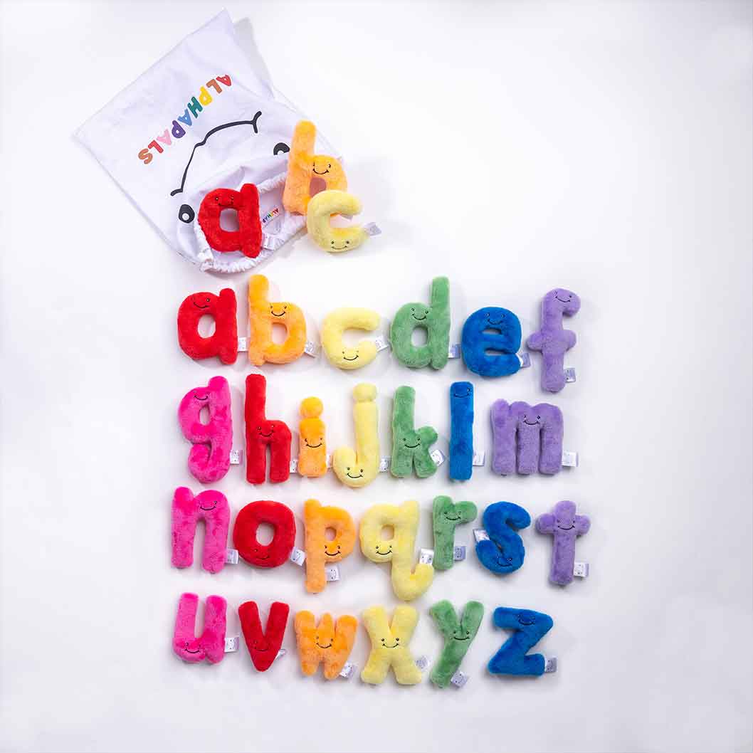 Rainbow Plush Mini Lowercase ABC Letters | Gift for Toddlers | Alphapals
